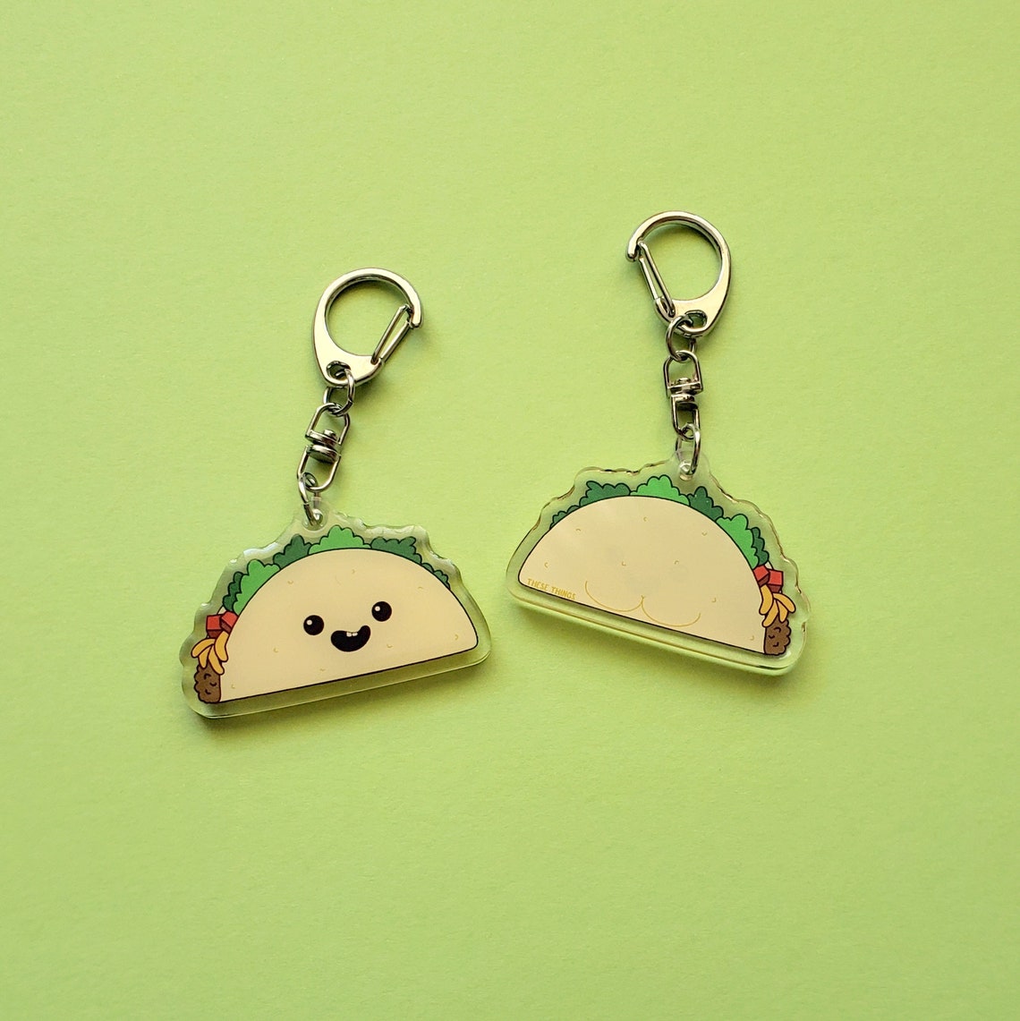 Happy Taco Acrylic Keychain // Reversible | Etsy