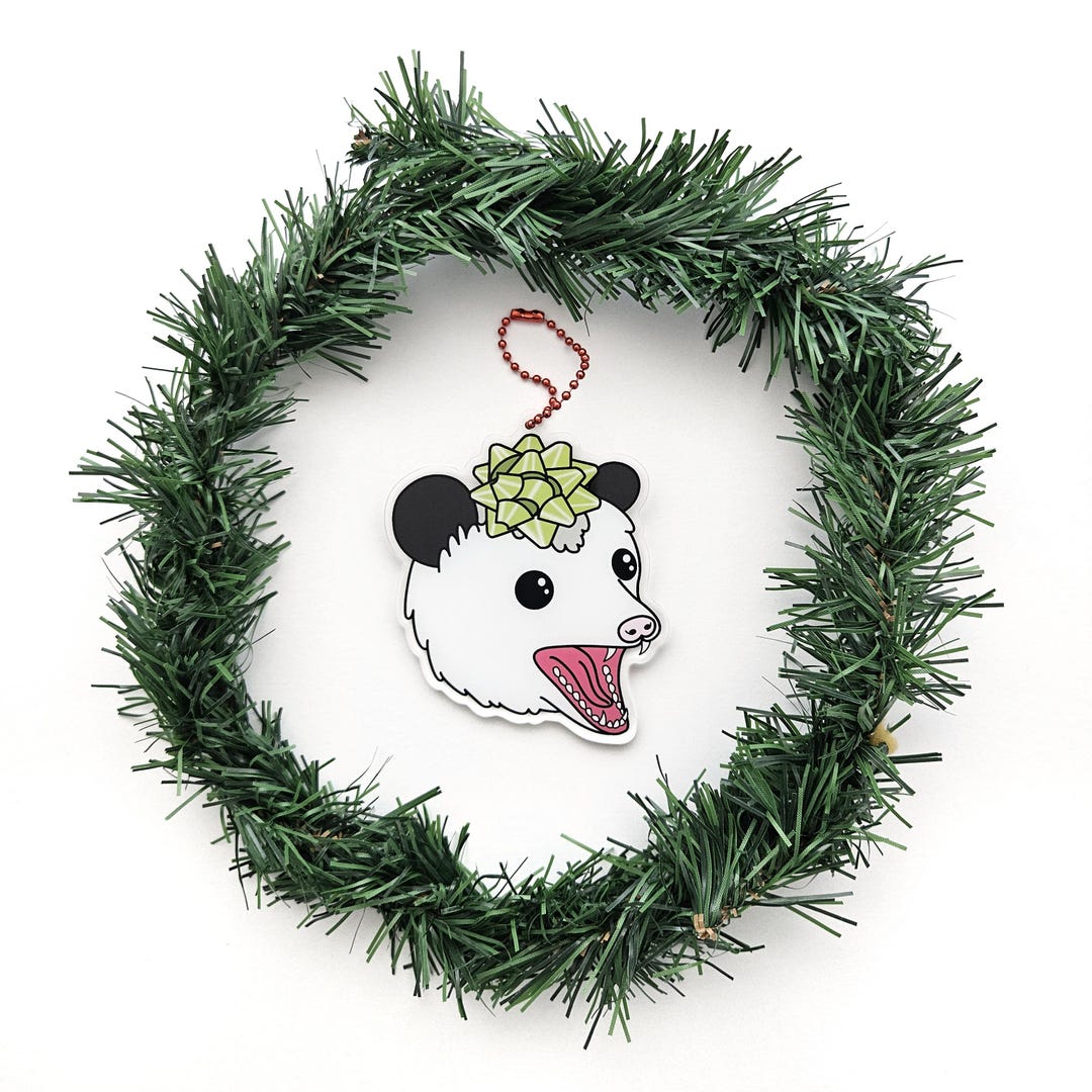 Possum With Bow Ornament // Cute Acrylic Ornament - Etsy