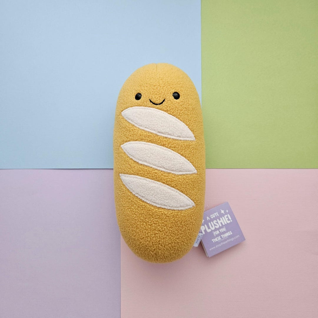 Happy Bread Loaf Plushie // Handmade Plush Toy - Etsy