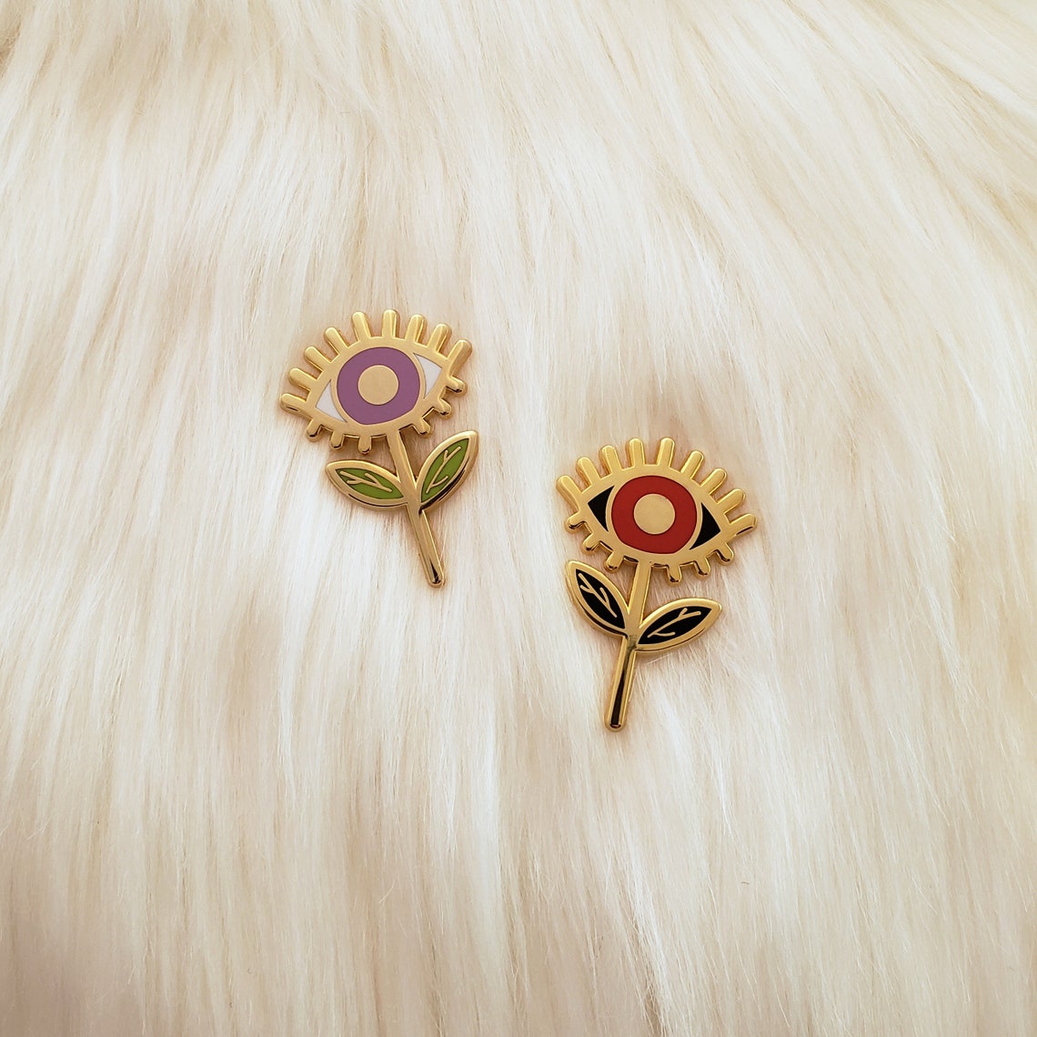 Evil eye flower hard enamel pin | Etsy