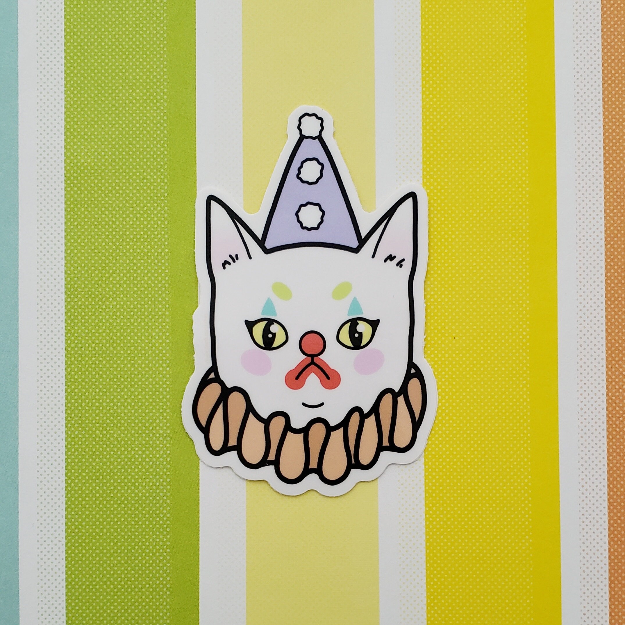 Clown Kitty Vinyl Sticker // Cat With Clown Makeup On - Etsy