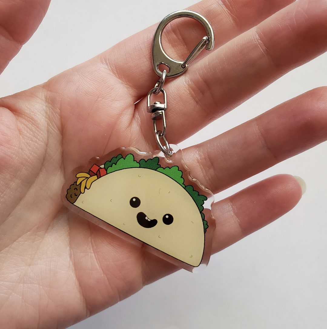 Happy Taco Acrylic Keychain // Reversible - Etsy