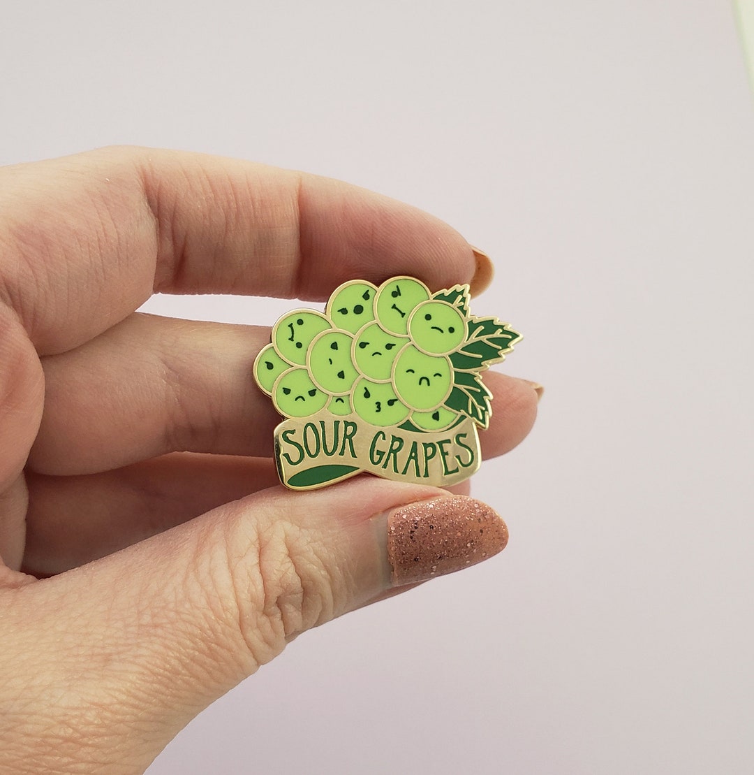Sour Grapes Hard Enamel Pin // Unhappy Bunch of Grapes With Banner - Etsy