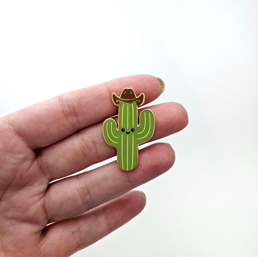 Cowboy Cactus Enamel Pin // Cactus Wearing Cowboy Hat - Etsy