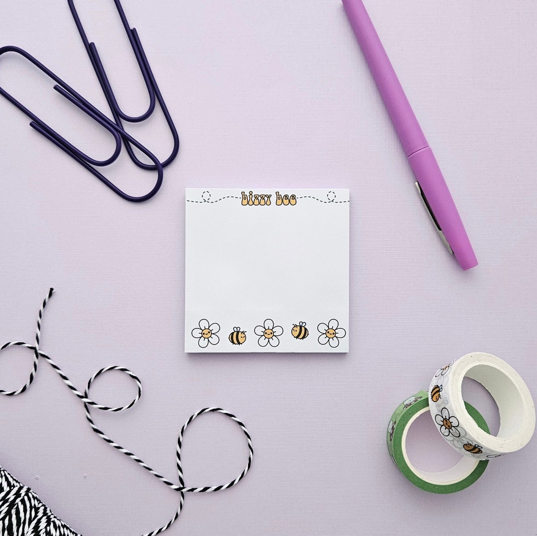 Busy Bee Sticky Notes // Cute Bee and Happy Flower - Etsy