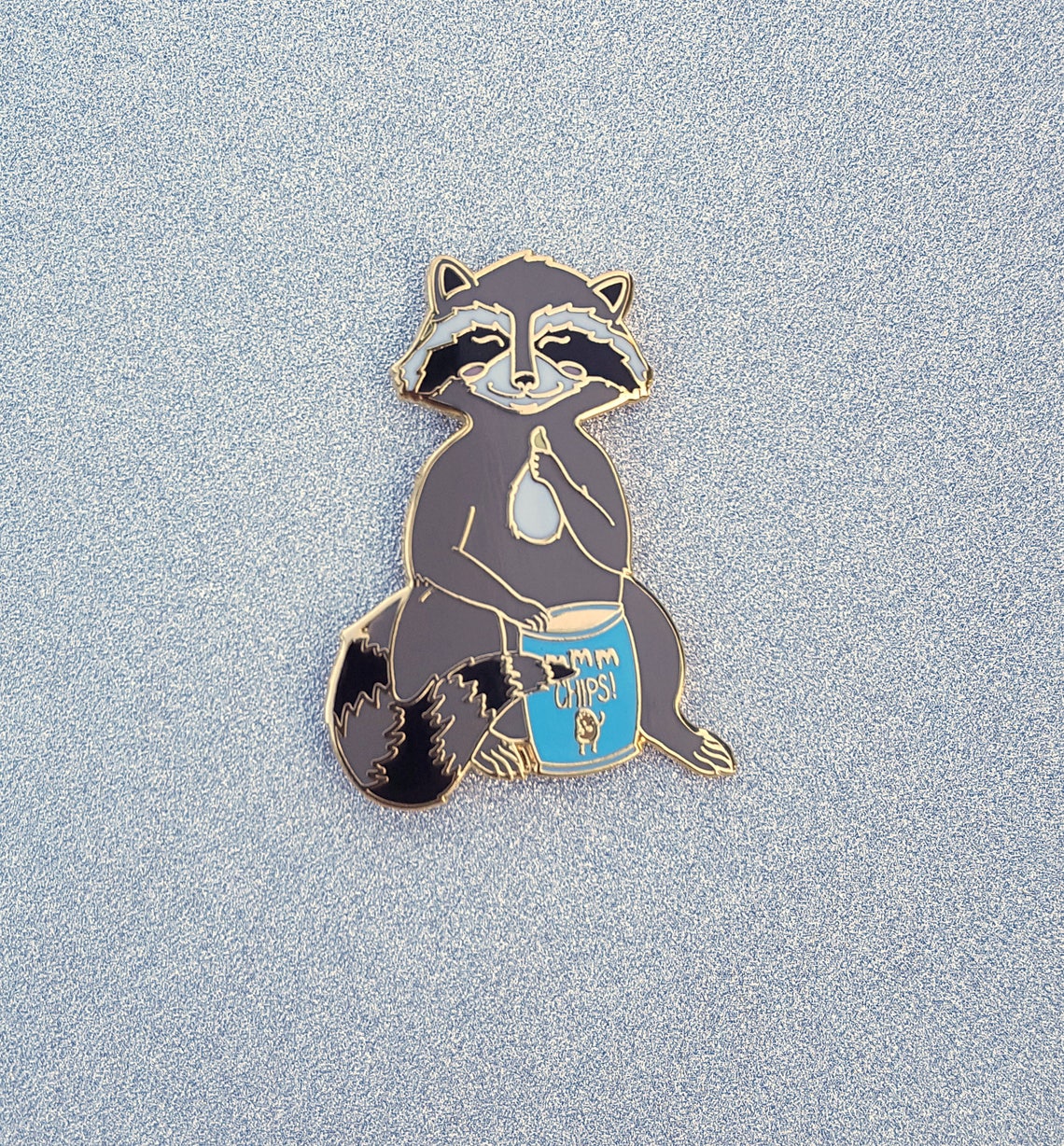 Snackin' Raccoon Hard Enamel Pin // Raccoon Eating Potato | Etsy