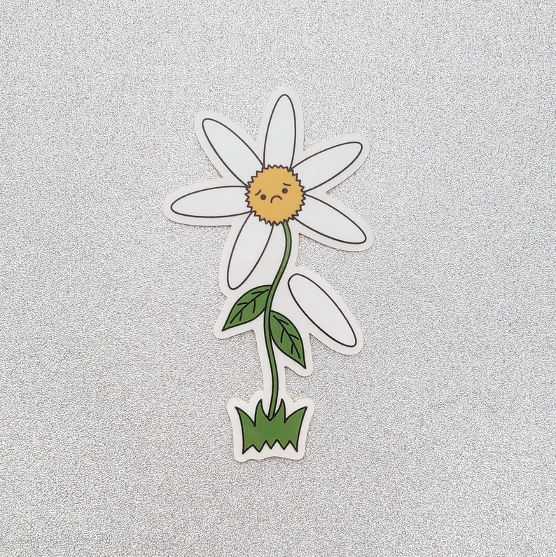 Sad Flower Clear Vinyl Sticker // Flower With Falling Petal - Etsy