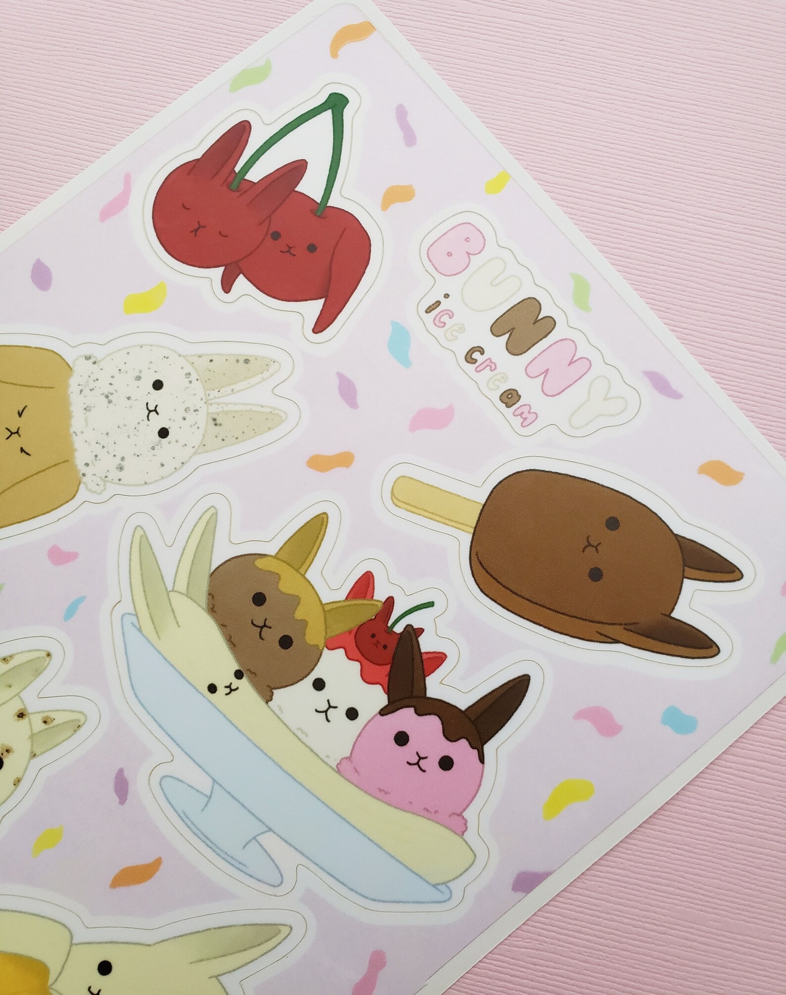 Bunny Ice Cream Sticker Sheet // 7 Vinyl Stickers | Etsy