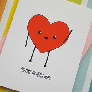 You Make My Heart Happy Card // Waving Heart - Etsy