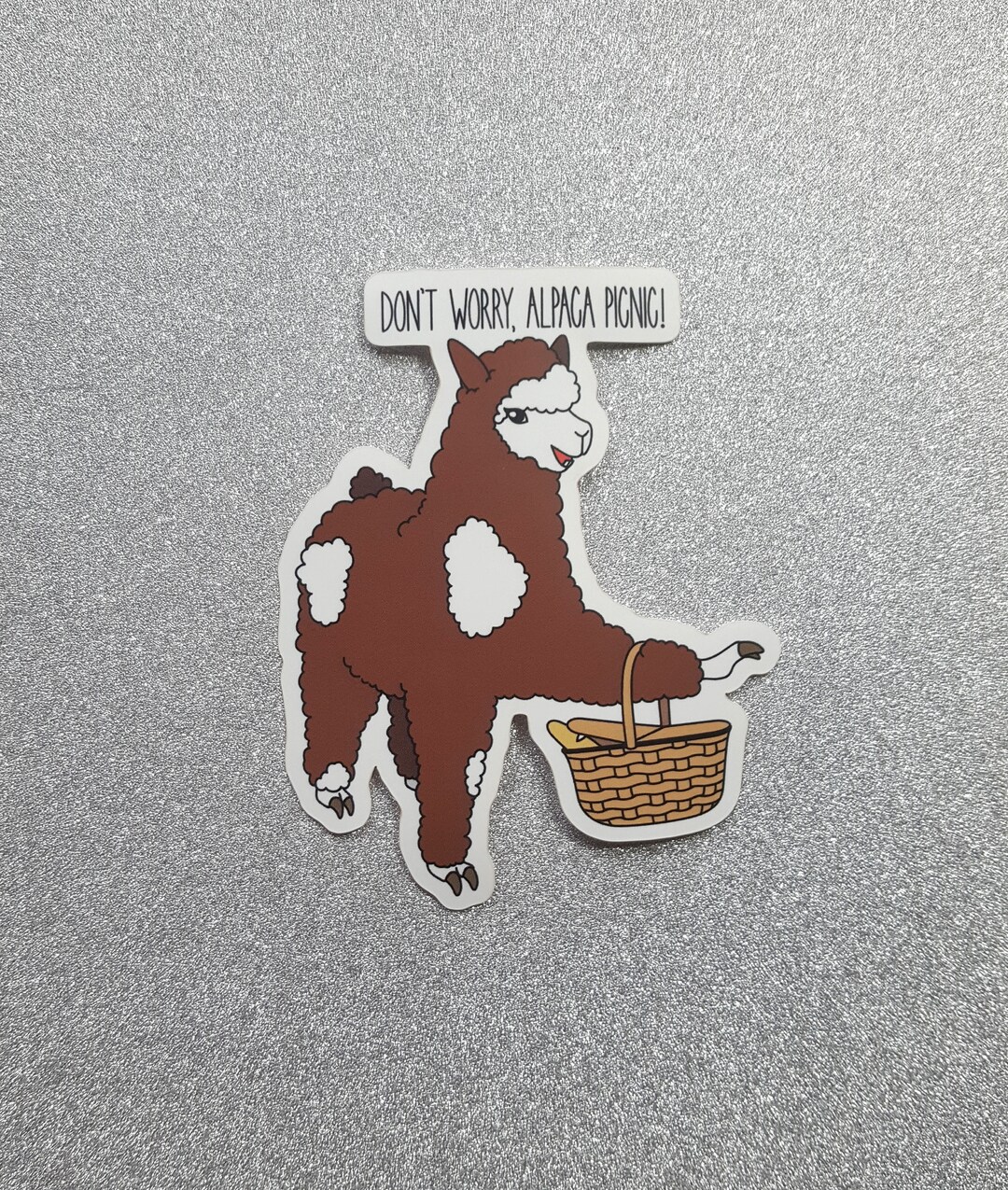 Don't Worry, Alpaca Picnic Vinyl Sticker // Weatherproof // Scratch ...
