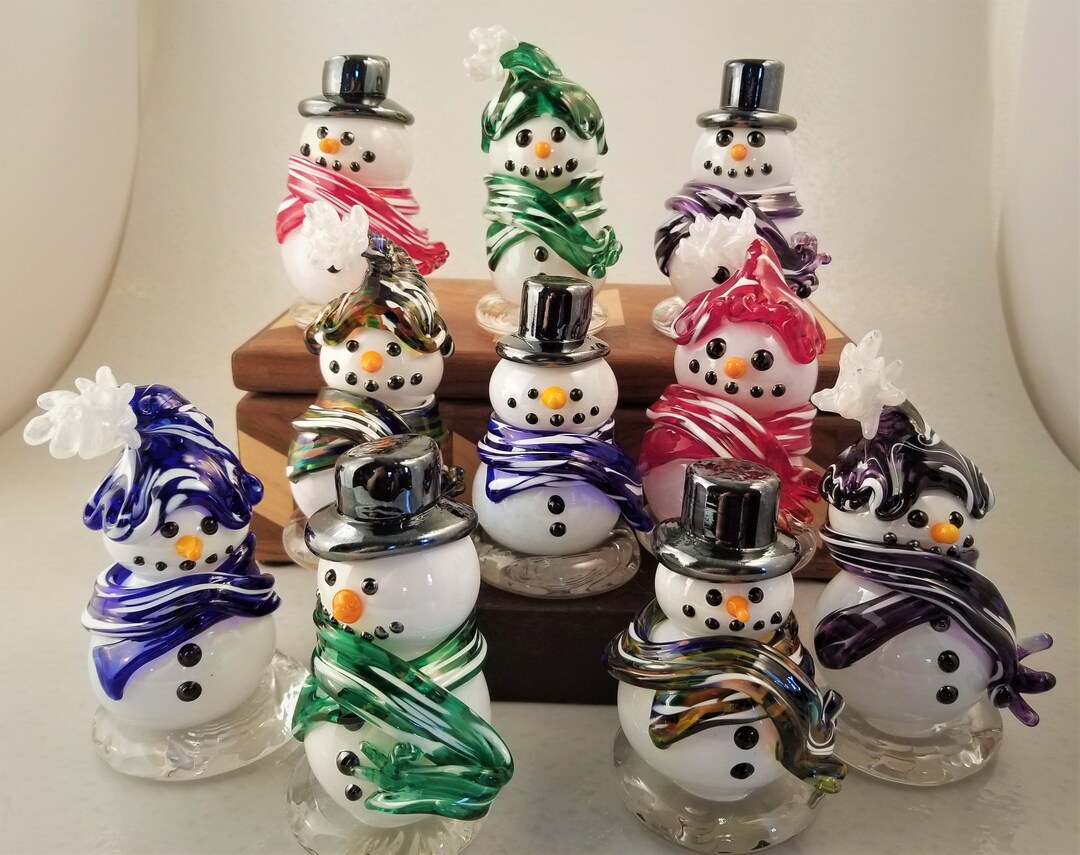 Small Snowman ~ Blown Glass Figurine - Etsy