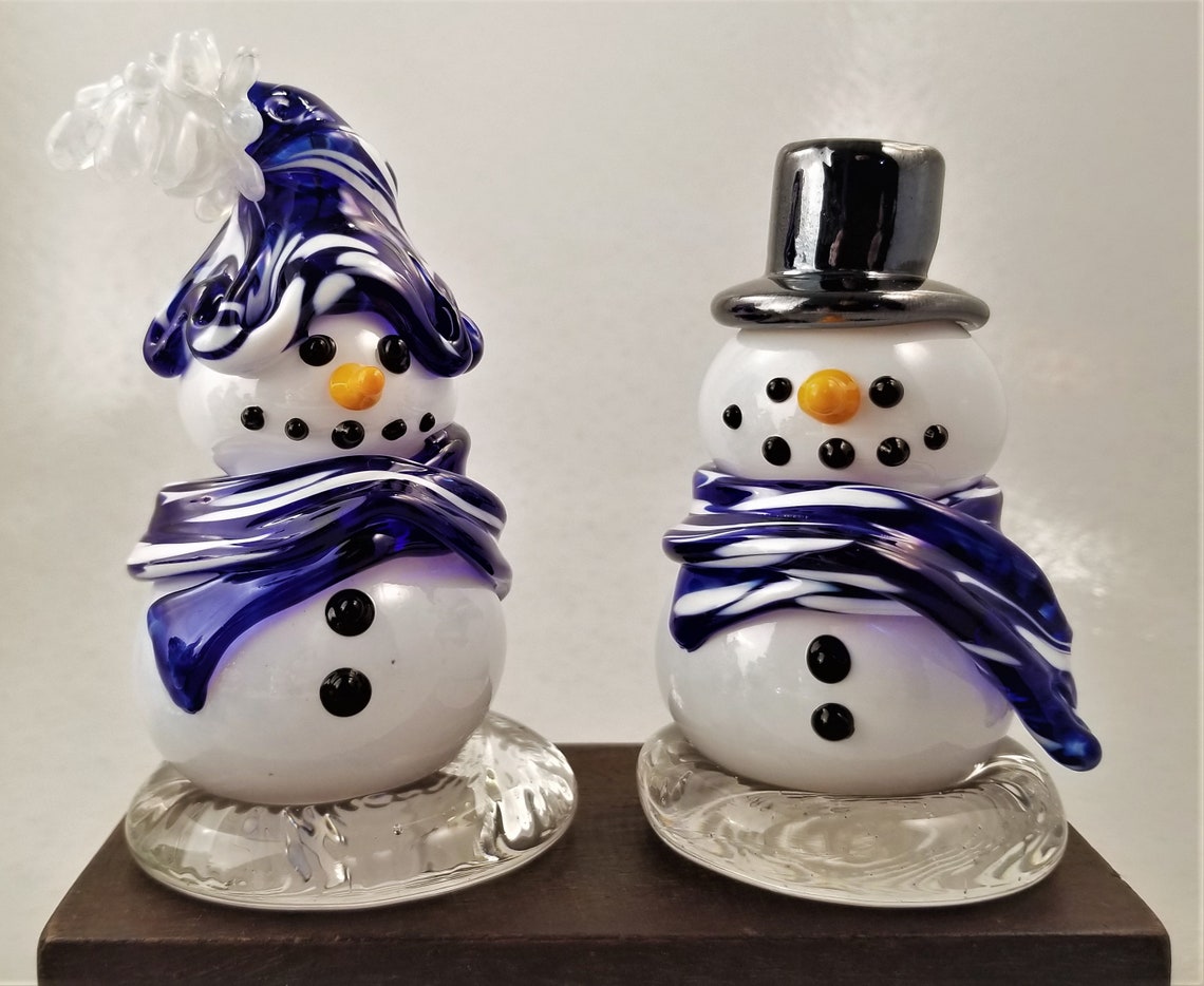 Small Snowman Blown Glass Figurine - Etsy
