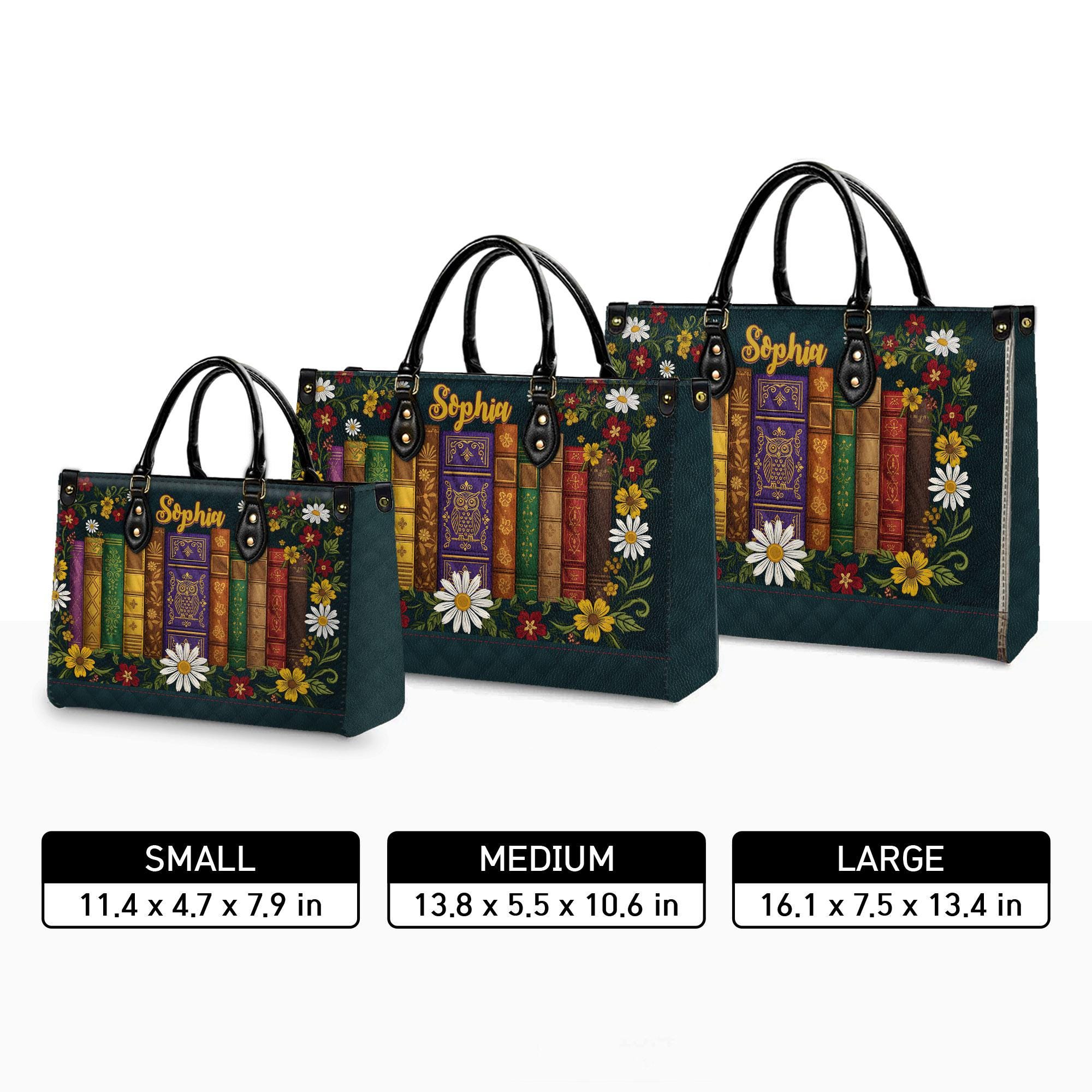 Custom Name Vintage Books Leather Handbag – Personalized Floral Book ...