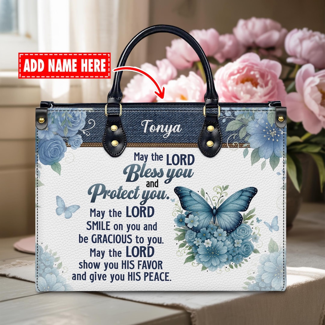 Personalized Faux Leather Christian Handbag: Floral Bible Verse Bag - Etsy