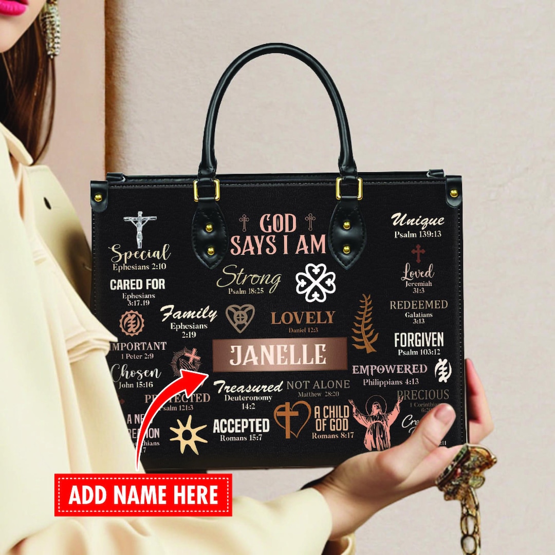 God Says I Am Handbag, Personalized Christian Affirmations Tote, Custom ...