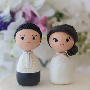 Personalized Filipino Wedding Cake Topper Kokeshi Figurines - Etsy