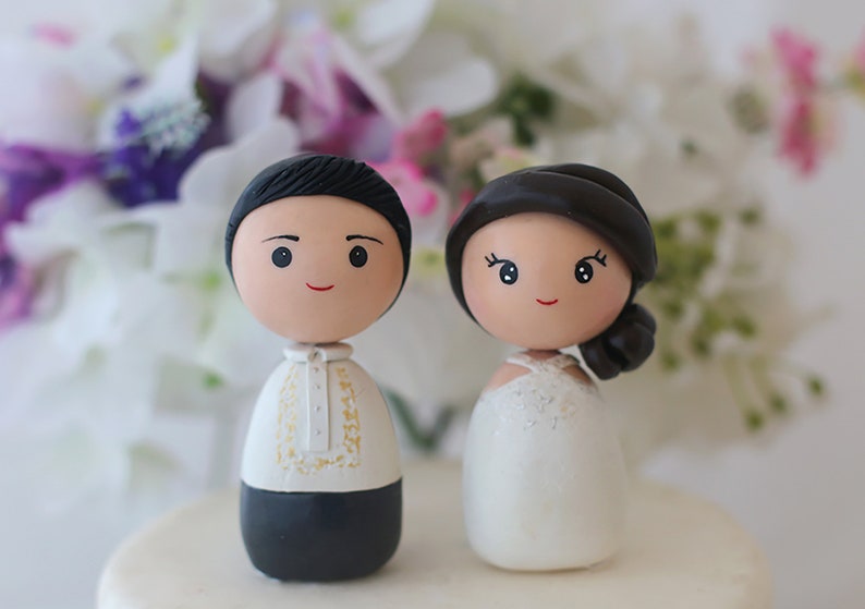 Personalized Filipino Wedding Cake Topper Kokeshi Figurines - Etsy