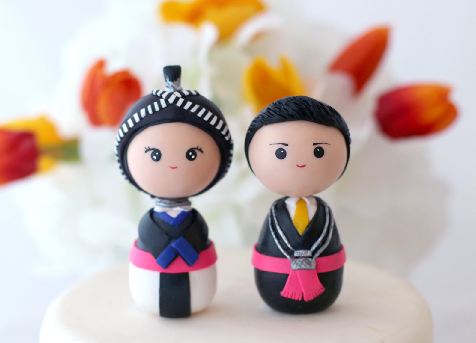 Hmong Bride and Groom Wedding Cake Topper Kokeshi Figurines - Etsy