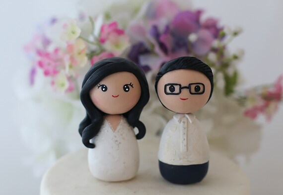 Personalized Filipino wedding cake topper kokeshi figurines | Etsy