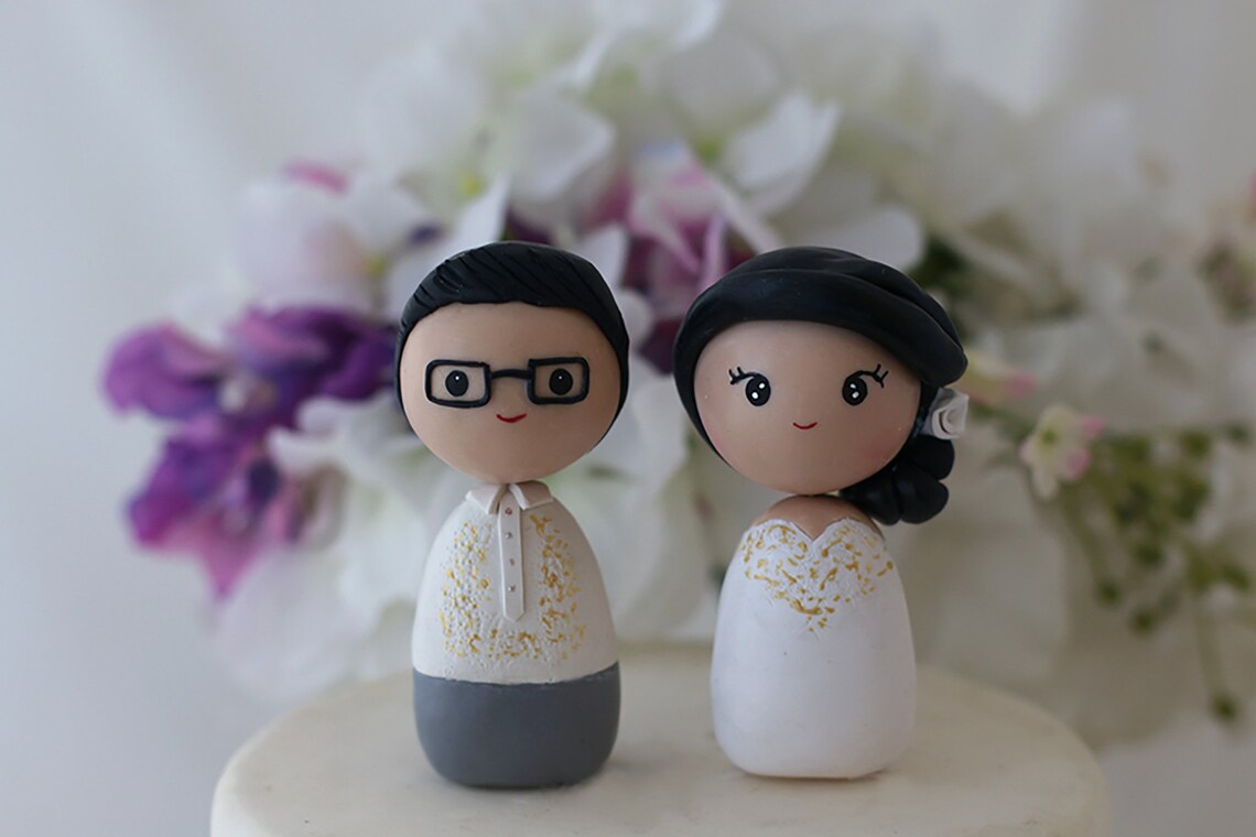 Personalized Filipino Wedding Cake Topper Kokeshi Figurines - Etsy