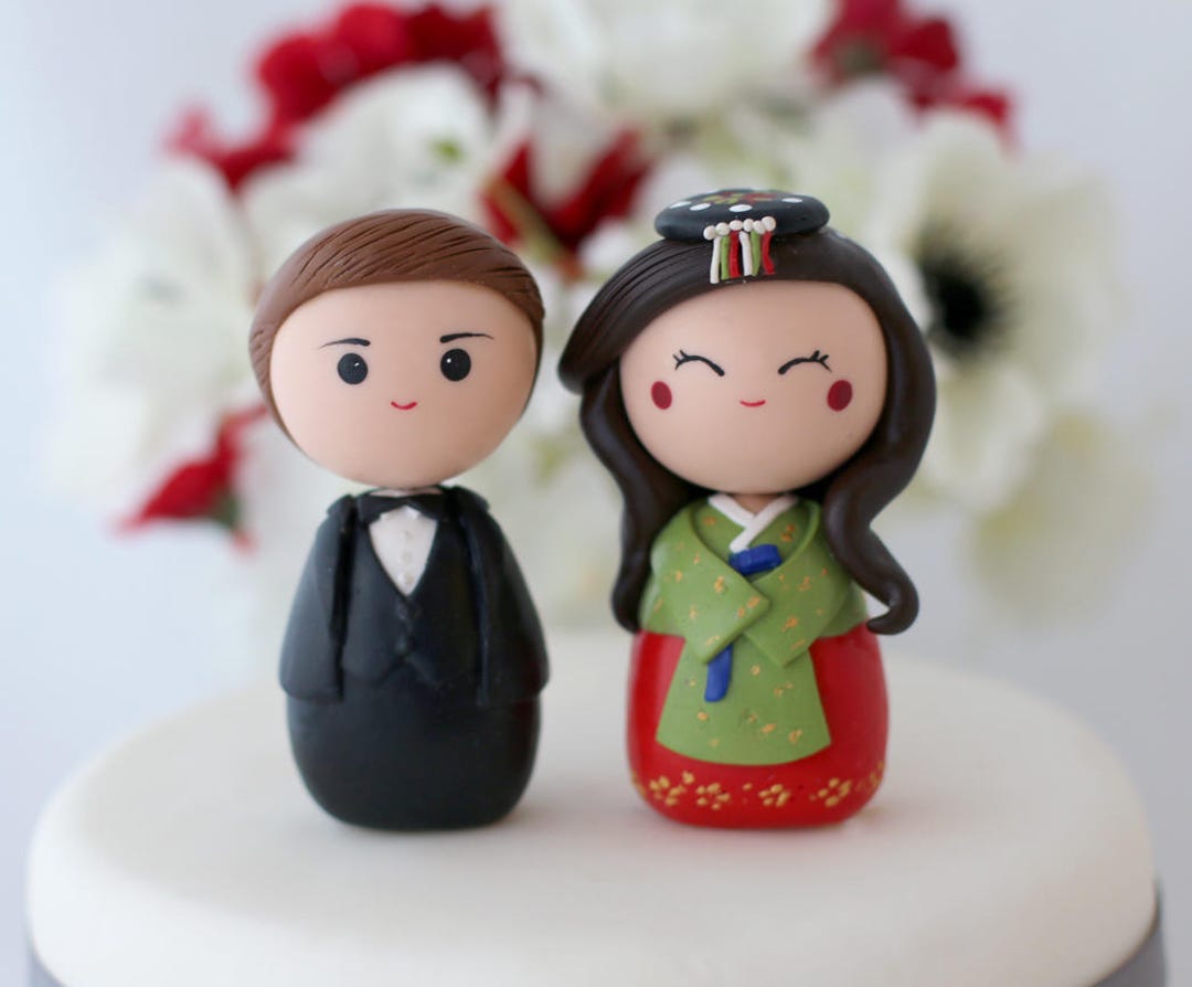 Personalized Korean Wedding Cake Topper Kokeshi Figurines - Etsy