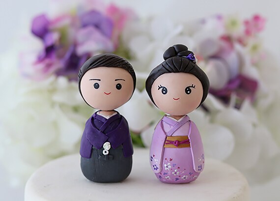 Japanese Wedding Cake Topper Bride and Groom. Ready to Ship. - Etsy