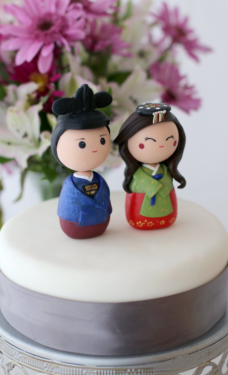 Personalized Korean Wedding Cake Topper Kokeshi Figurines - Etsy