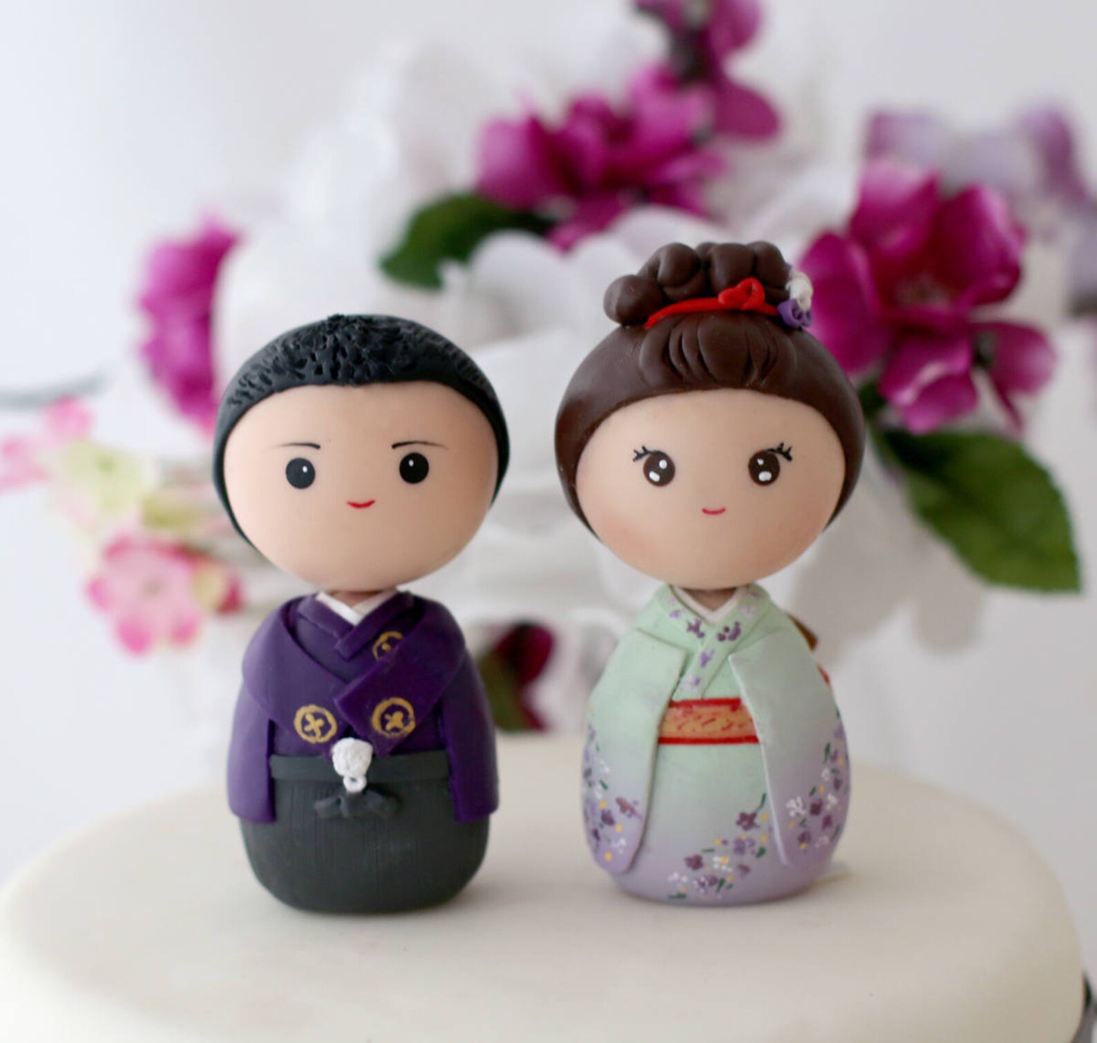 Japanese wedding cake topper personalized bride and groom | Etsy