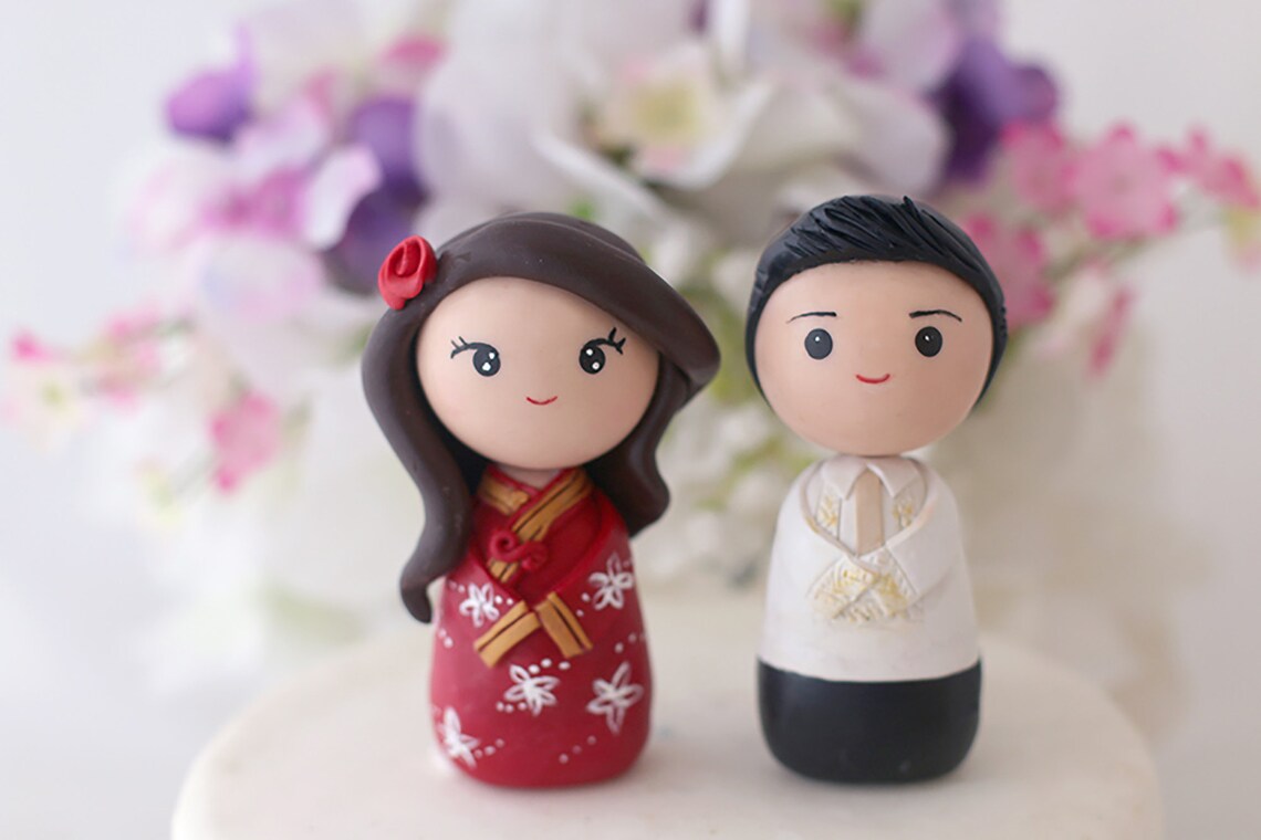 Personalized Filipino Wedding Cake Topper Kokeshi Figurines - Etsy