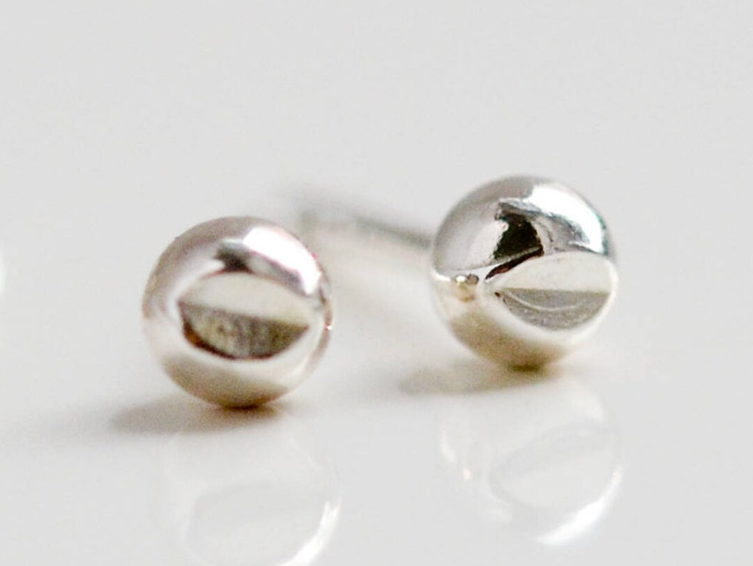 Tiny Sterling Silver Stud Earrings Lightweight Simple Cut Out Starter ...
