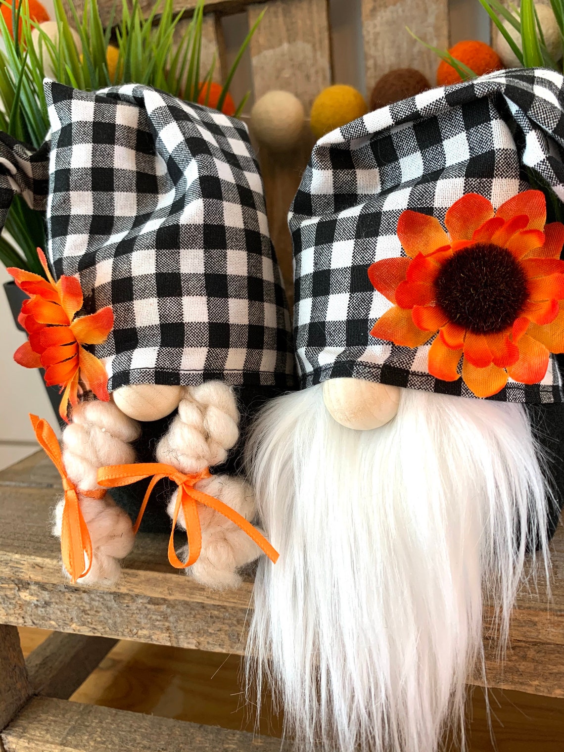 6 Mini Fall Sunflower Check Gnome Boy or Girl | Etsy