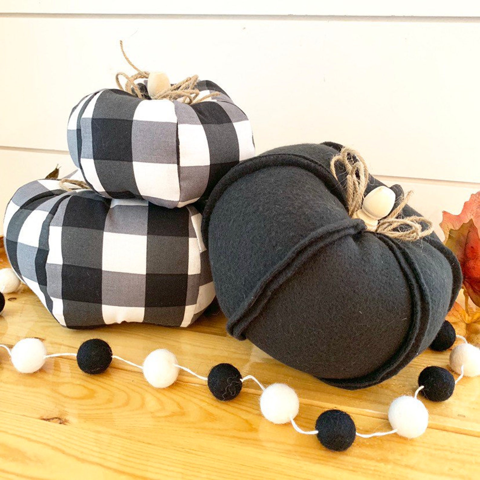 3 Pc. Check Fabric Pumpkin Set - Etsy
