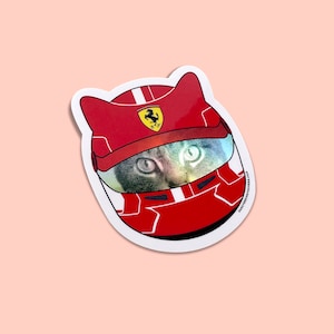 F1 Racing Cat Sticker - Ferrari Helmet Cat - Metallic Charles Leclerc ...