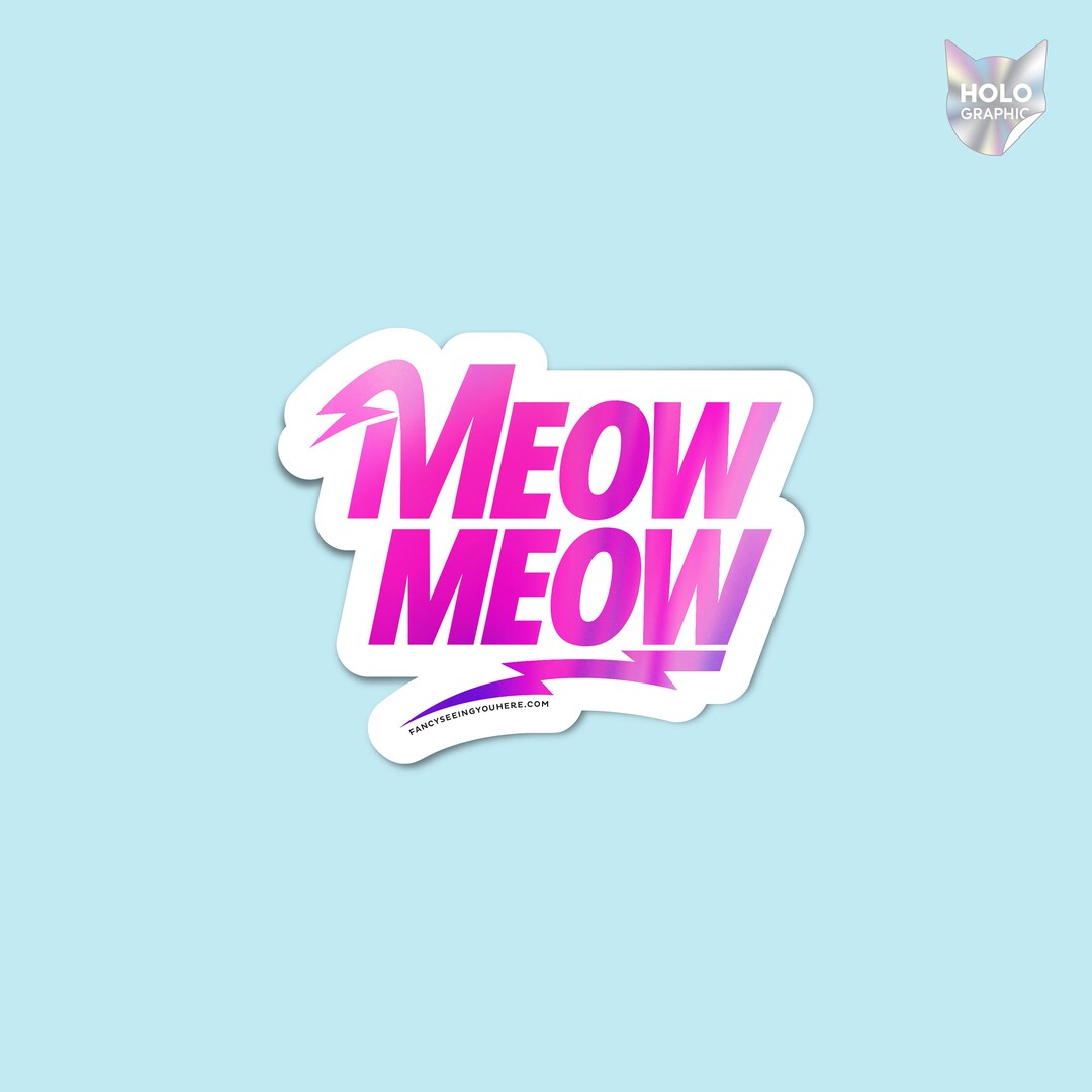Holographic Meow Sticker: Rainbow Metallic Cat Decal - Etsy