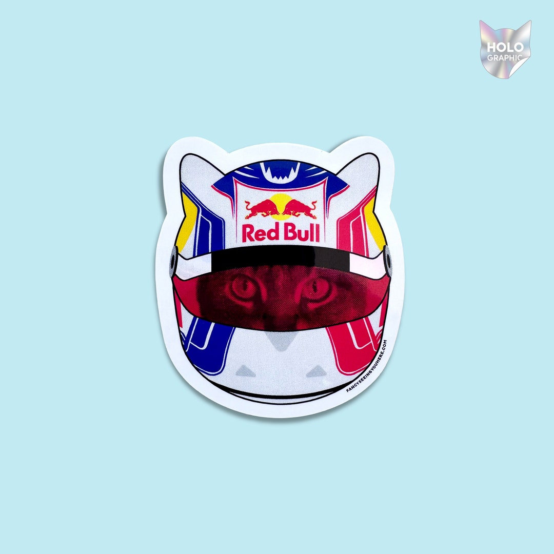 F1 Racing Cat Sticker Red Bull Helmet Cat Metallic Max - Etsy
