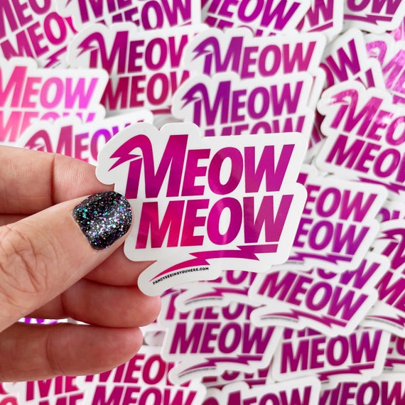 Holographic Meow Sticker Rainbow Metallic Cat Decal Crazy - Etsy