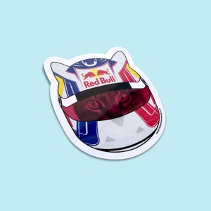 F1 Racing Cat Sticker Red Bull Helmet Cat Metallic Max - Etsy