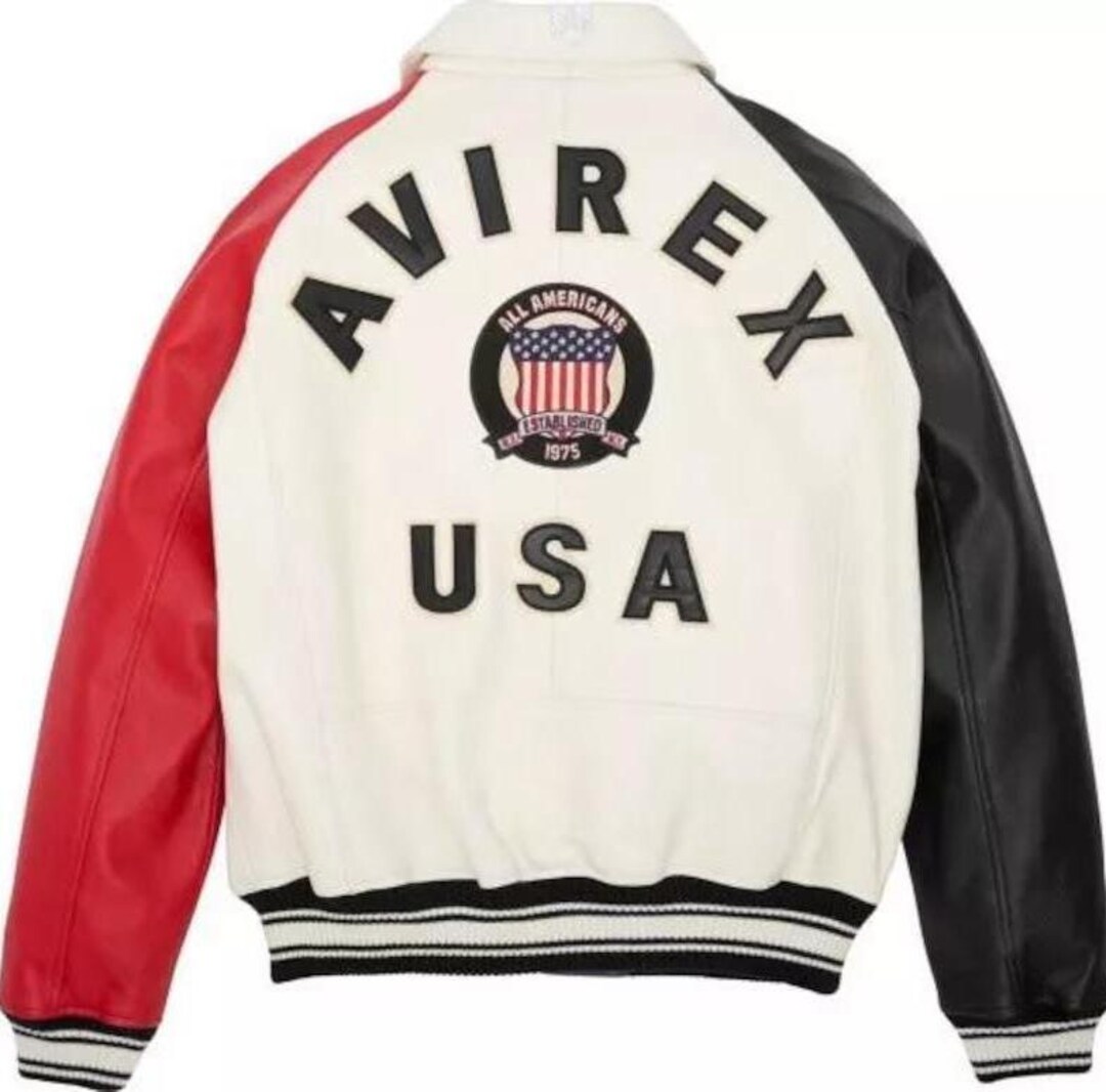 Mens Avirex Leather Jacket Handmade Avirex Biker Leather Jacket AVIREX ...