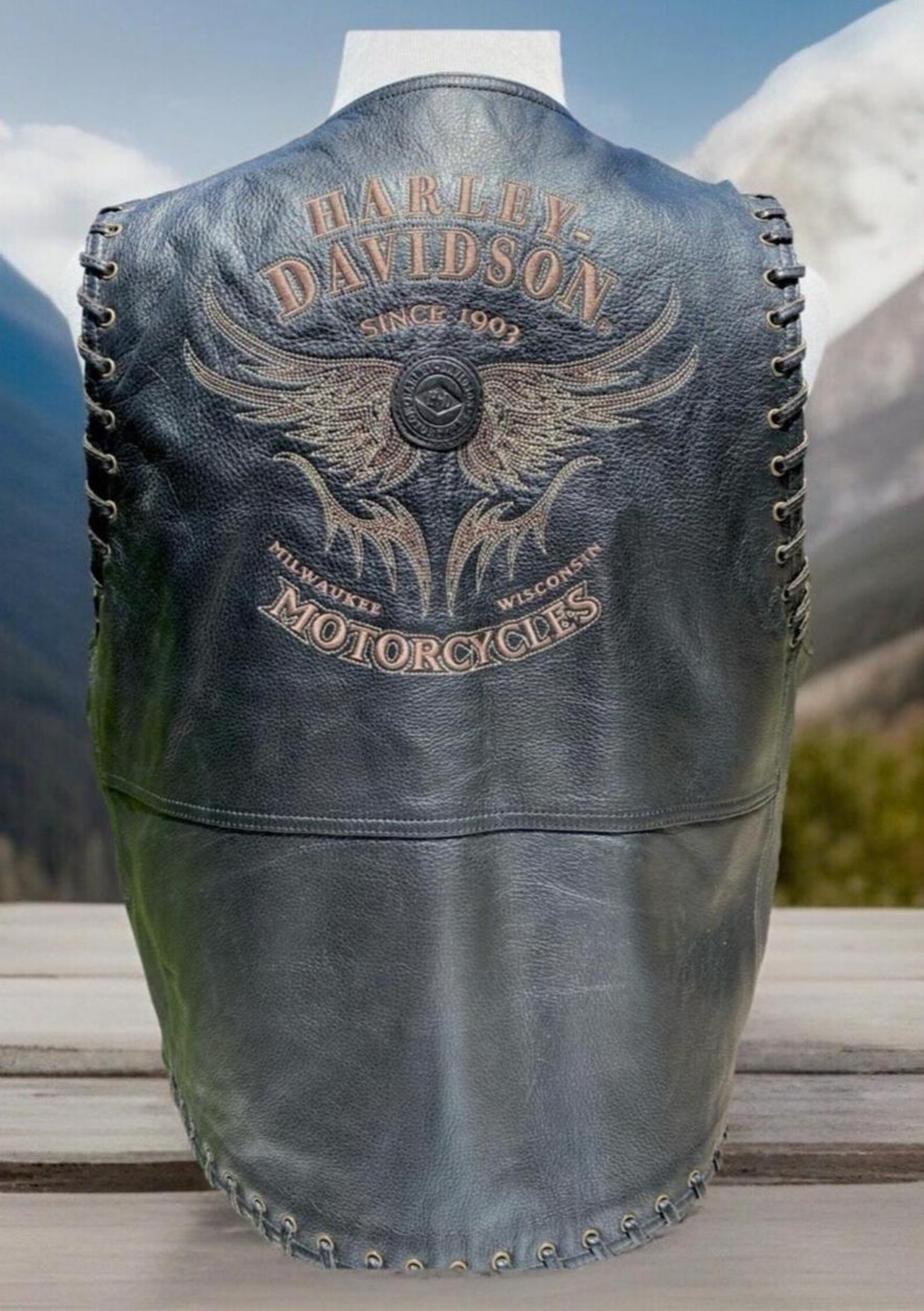 Men's Harley Davidson Motorcycle Knuckle Distressed Club Real Leather ...