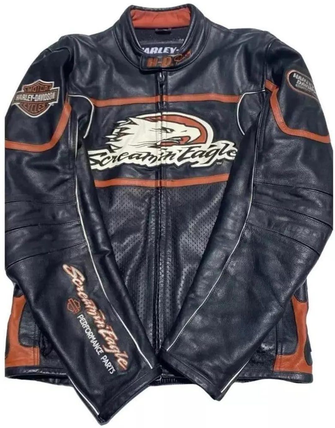 Harley-davidson Men’s Black Leather Jacket – Retro Striped Motorcycle ...