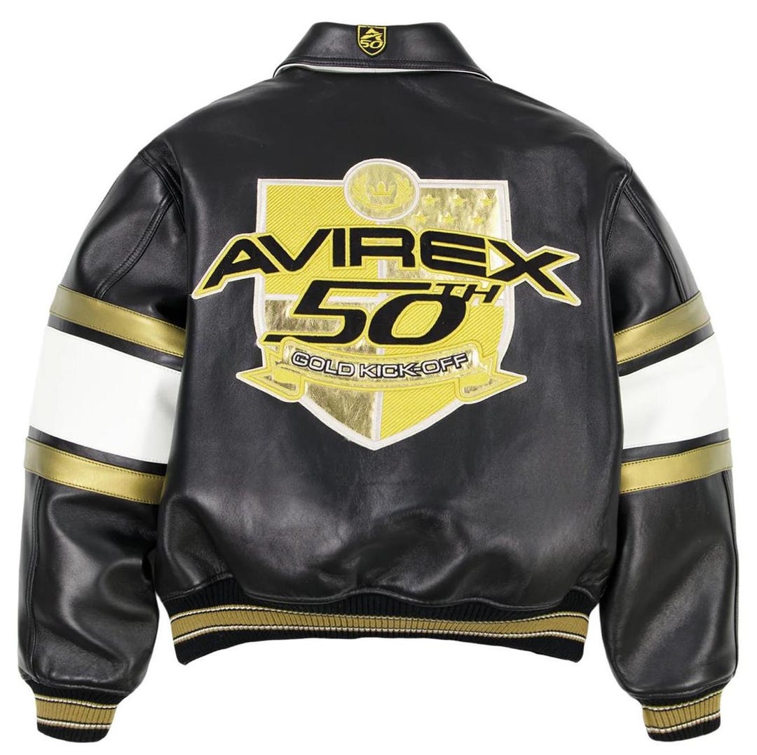 Mens Avirex Leather Jacket Handmade Avirex Biker Jacket Avirex Jacket ...