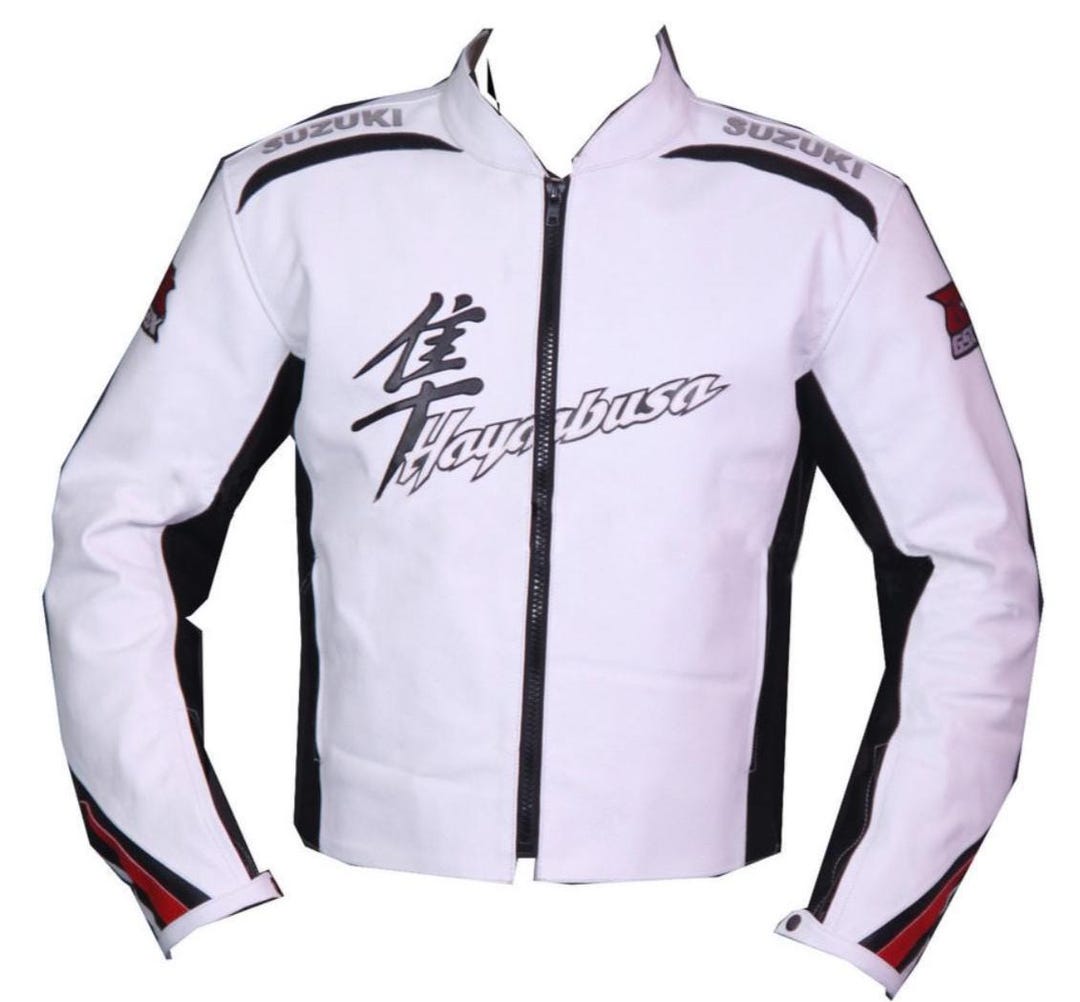 Suzuki Hayabusa Motorcycle Racing Cowhide Leather Jacket ce armour Mens ...