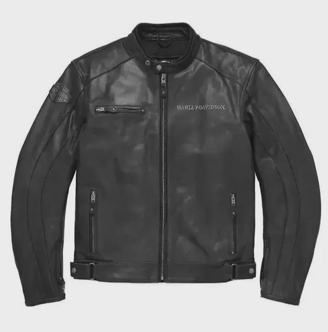 Harley-davidson Men’s Black Leather Jacket – Retro Striped Motorcycle ...