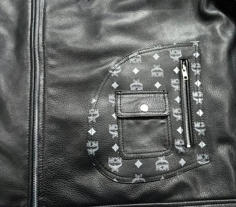 MCM Black Leather Jacket Mens Mcm Motorcycle Leather Jacket MCM ...