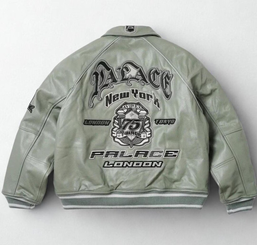 Avirex Palace X Leather Jacket Vintage Style Oversized Bomber Biker ...