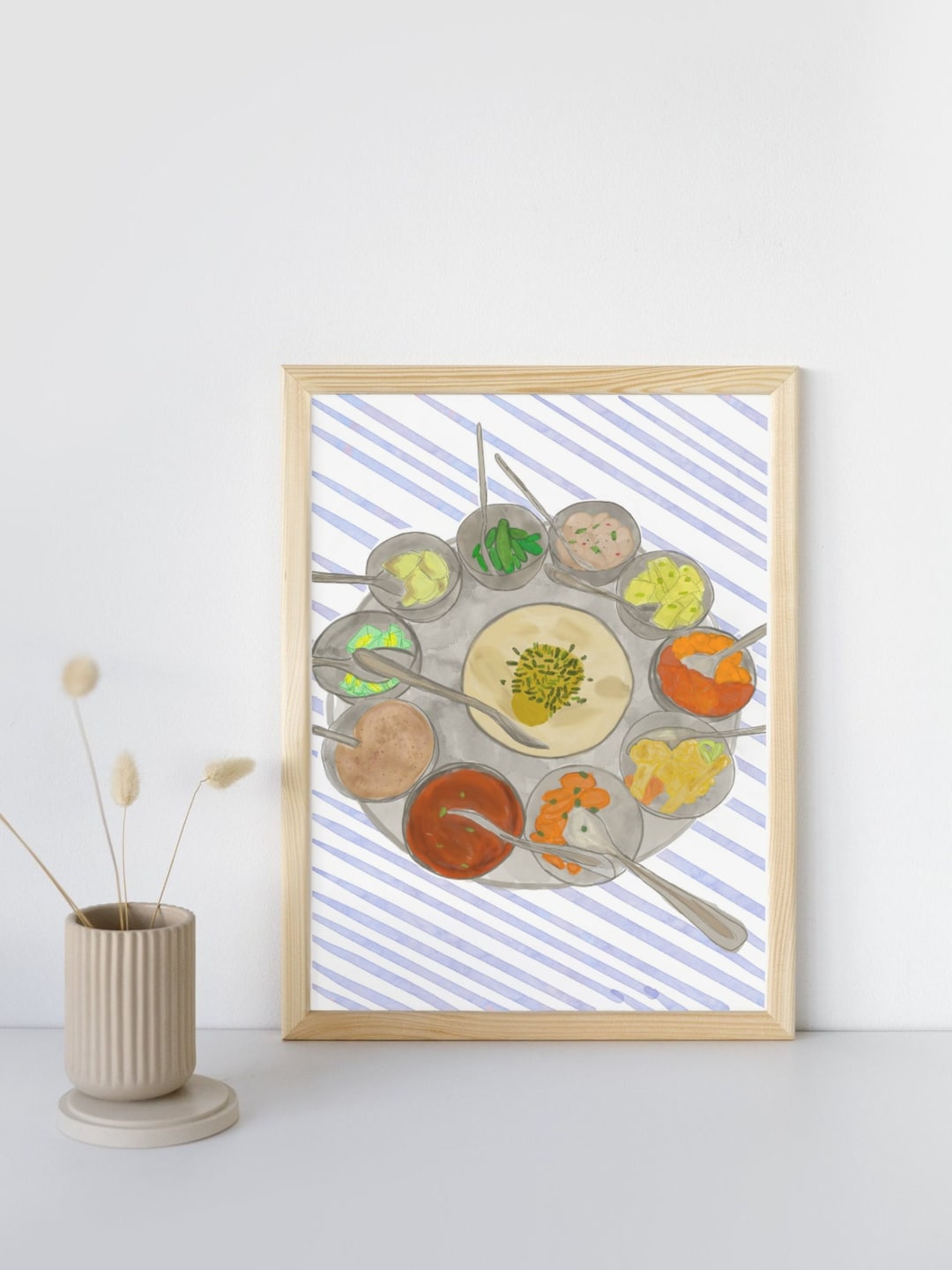 Salatim Food Print - Hummus - Food Platter Kitchen Wall Decor, Food ...