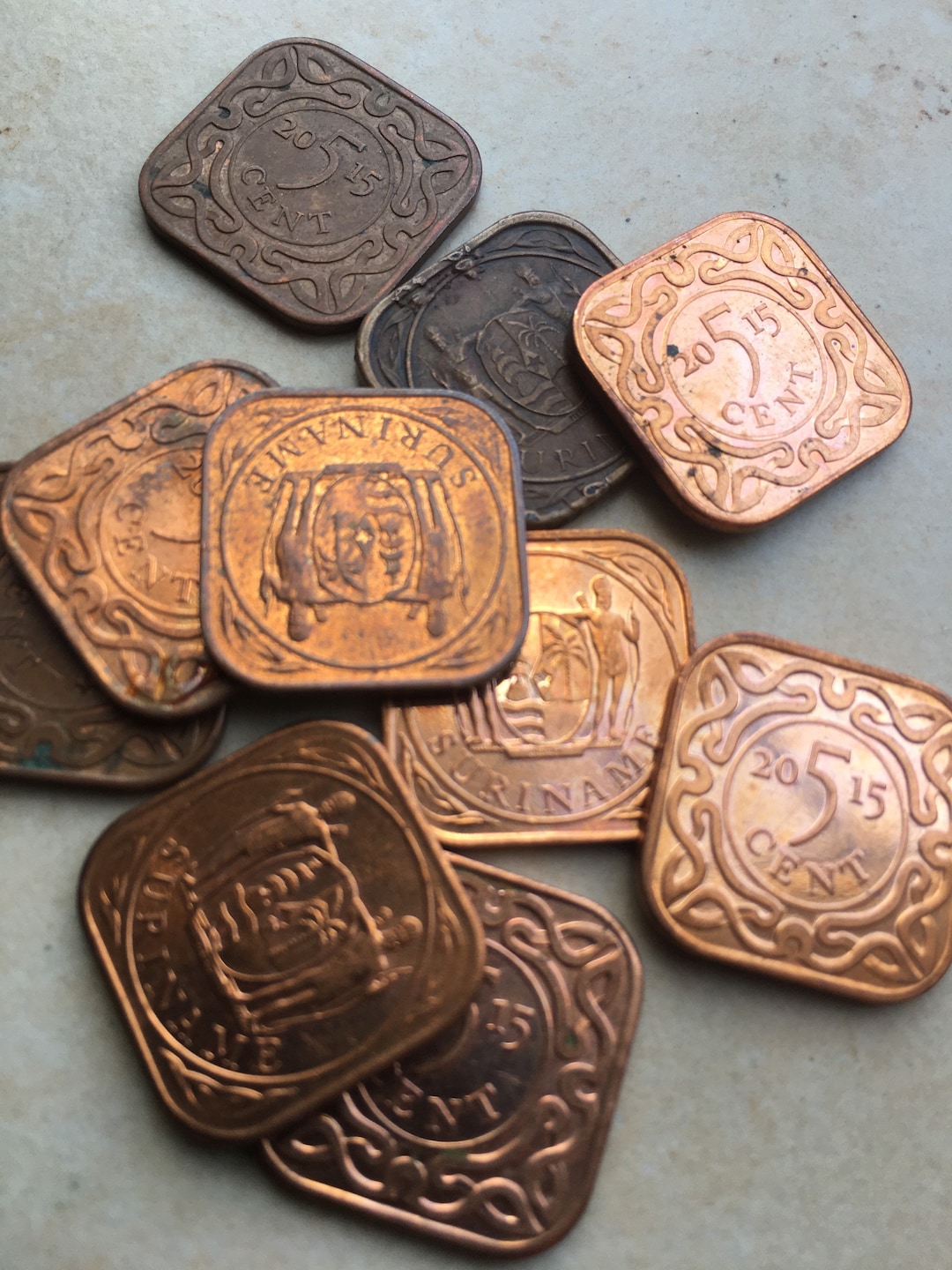 Suriname Square Coins - 'stuivertje' Set of 5, Paramaribo - Etsy