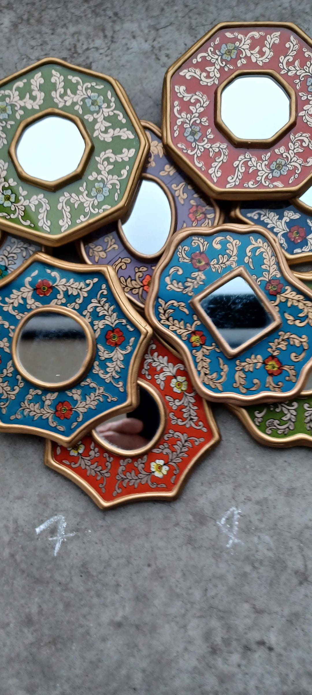 Small 4" Mirror From Peru, Wall Decor Home Living Miniature Painted ...
