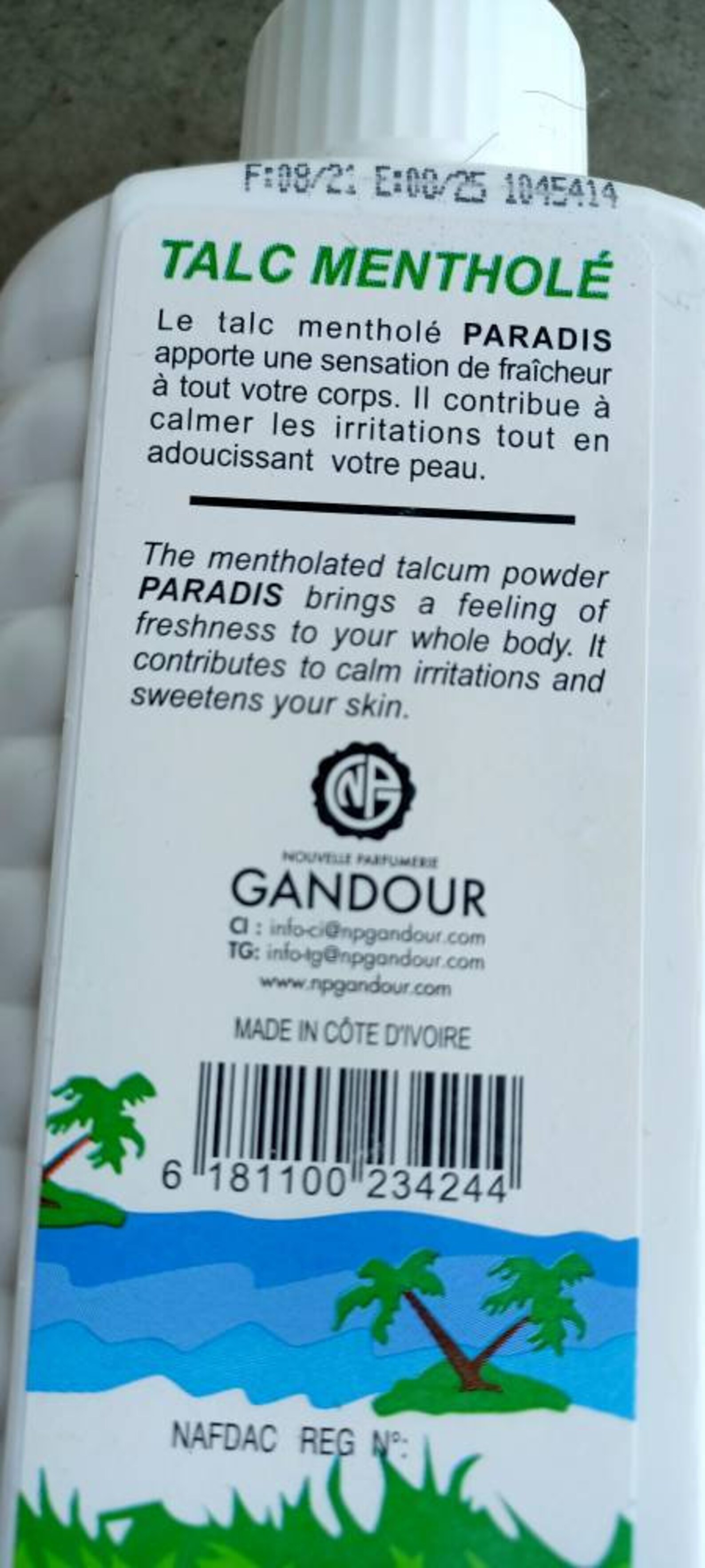 Paradis Talcum Powder Menthol Freshness Body Care Beauty Skin Softener ...