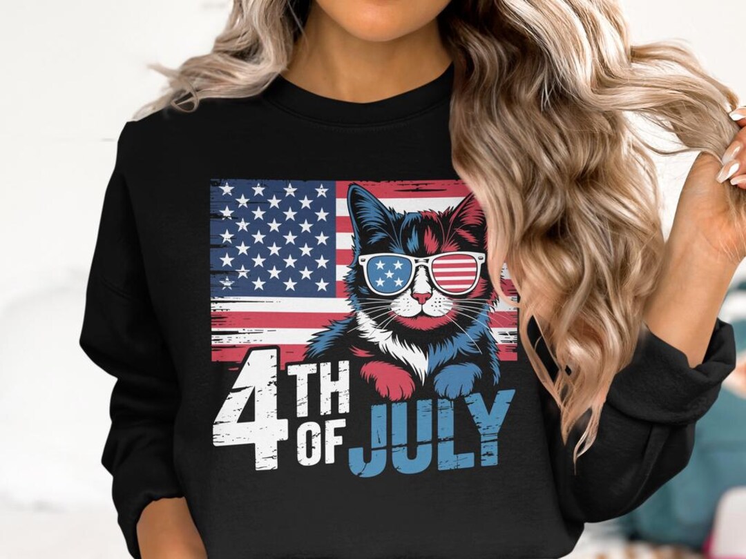 4th of July Cat PNG, Patriotic Cat With Sunglasses, USA Flag Digital ...
